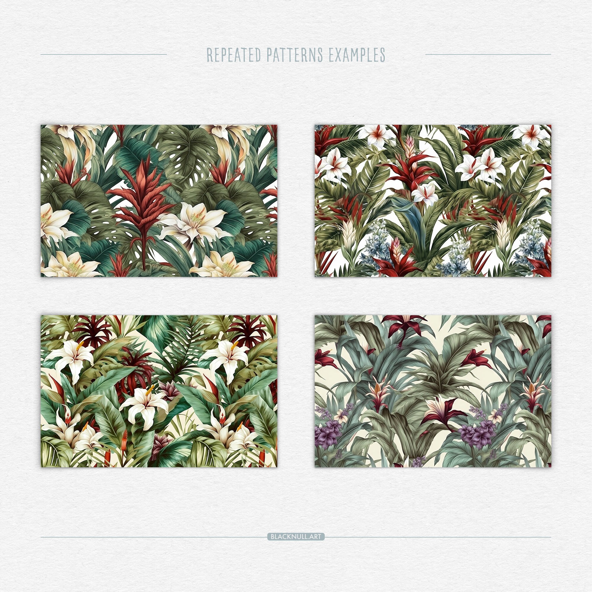Watercolor Tropical Jungle Digital Paper, Exotic Greenery Seamless ...