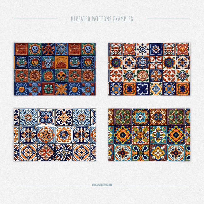Vibrant Mexican Tiles Digital Paper, Talavera Repeatable Patterns ...
