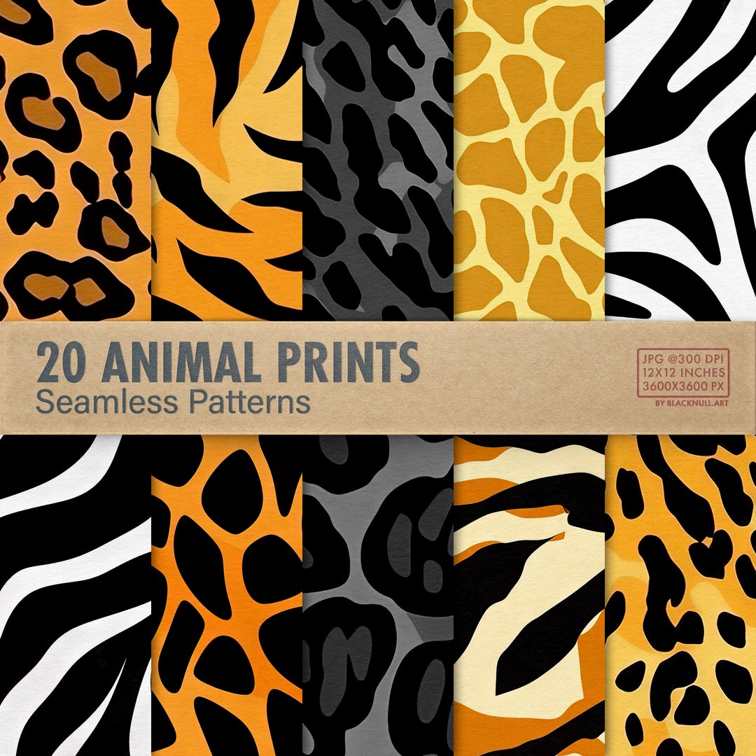 Animal Skin Print Digital Paper, Safari Animals Seamless Patterns ...
