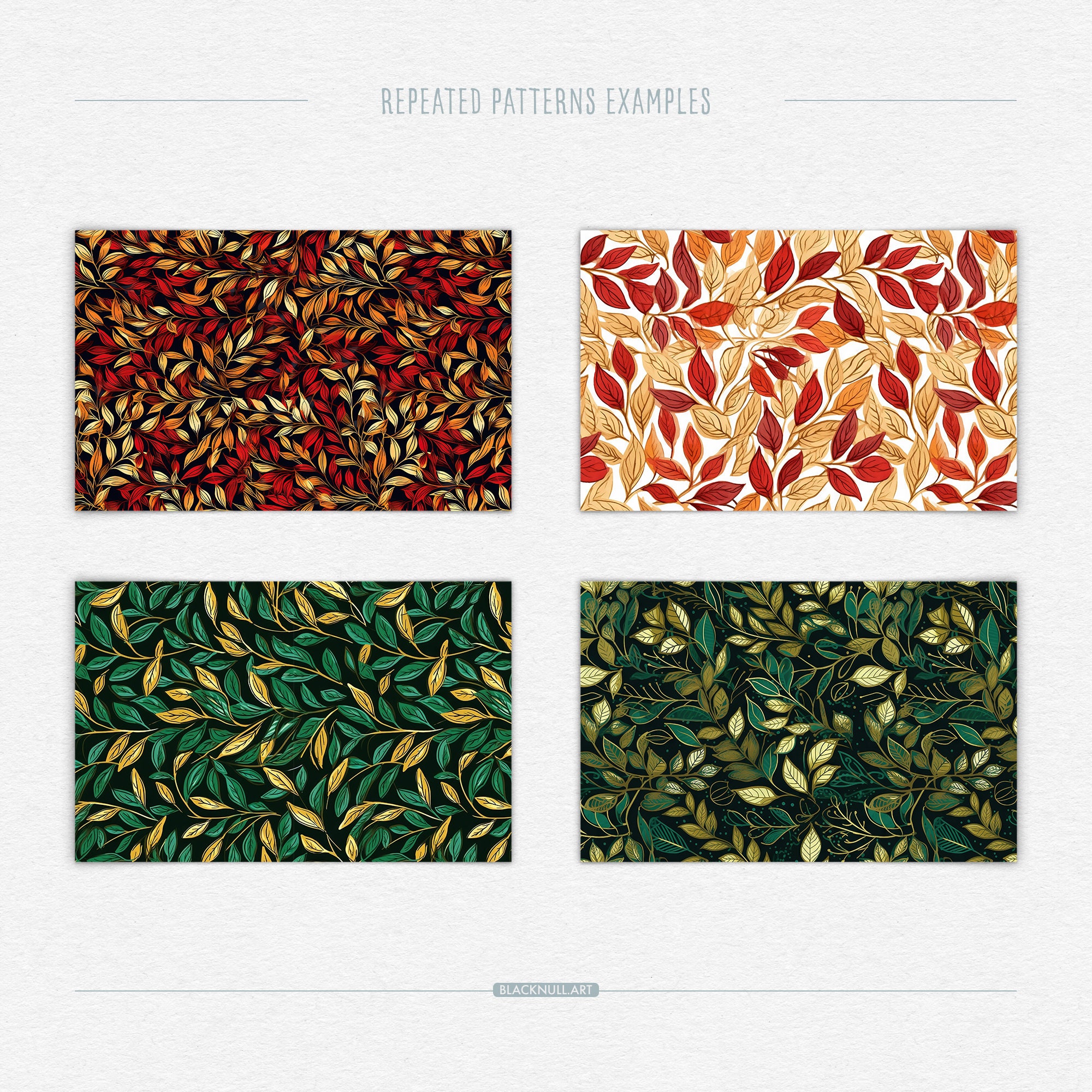 Whimsical Leaves Seamless Patterns, Nature-inspired Digital Paper for ...