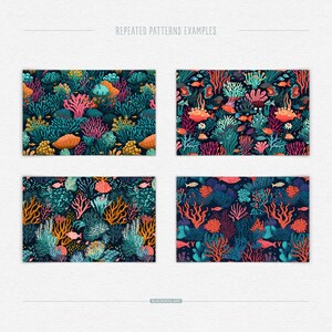 Coral Reef Digital Papers, Ocean-themed Seamless Patterns With Sea Life ...