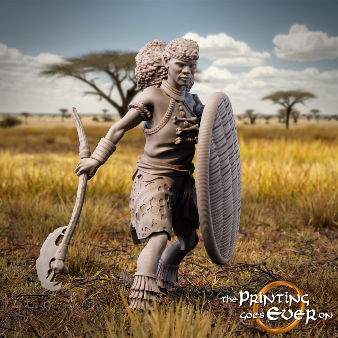 African Warrior | DND| TTRPG| by the Printing Goes Ever On - Etsy
