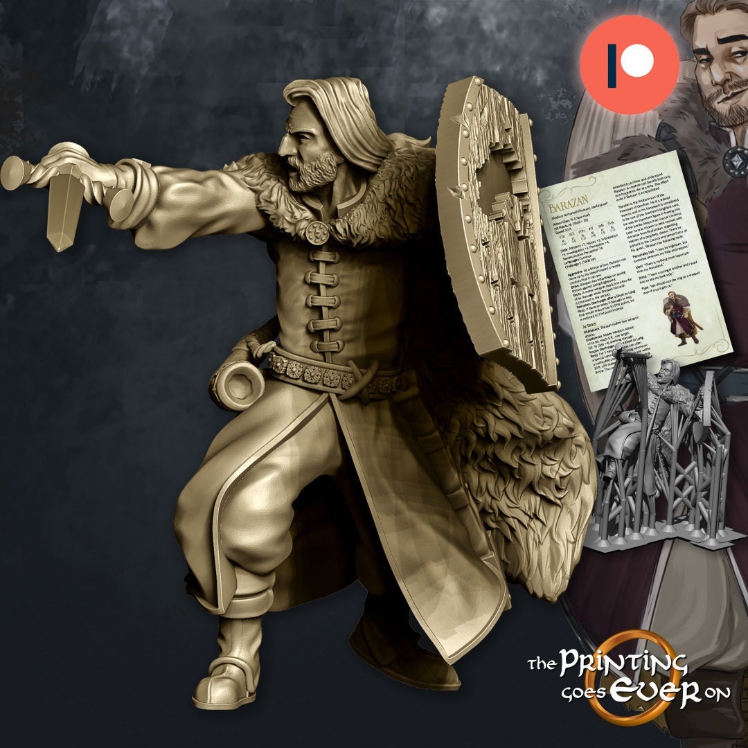 Warrior Wielding Sword and Shield | DND| TTRPG| Premium Quality ECO ...