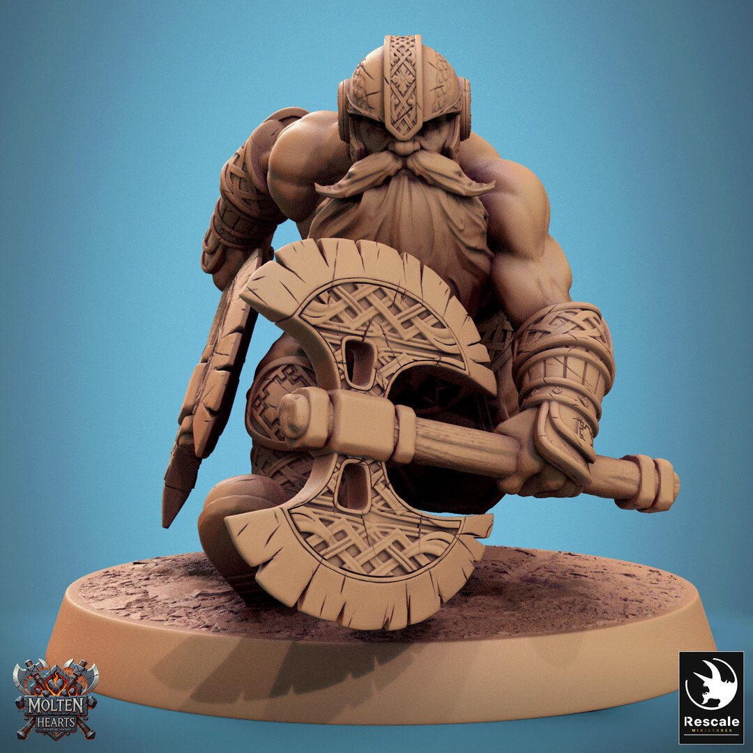 Dwarf Warrior Dual Axe Running | DND| TTRPG| Premium Quality ECO Resin ...