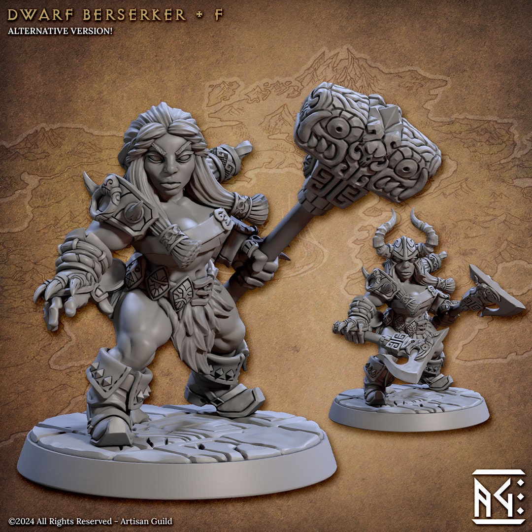 Dwarf Berserker Female Leader | DND| TTRPG| Premium Quality ECO Resin | by Artisan Guild - Etsy