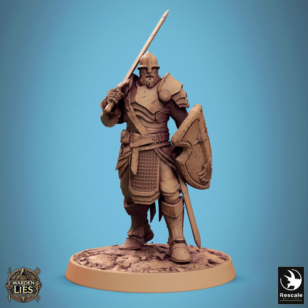 Knight of Valor Chief Sword and Shield | DND| TTRPG| Premium Quality ECO Resin | by Rescale ...