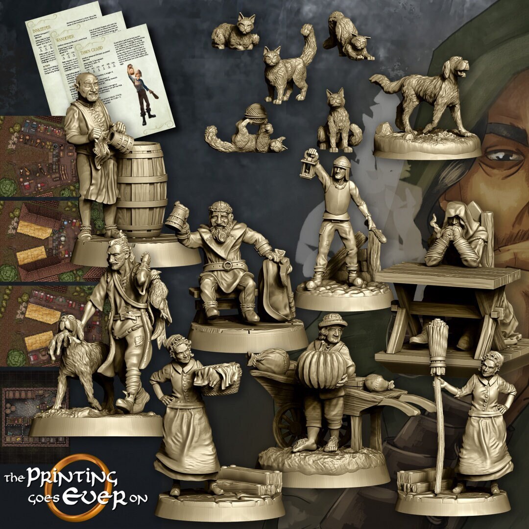 Townsfolk Village Bundle | DND| TTRPG| Premium Quality ECO Resin | by ...