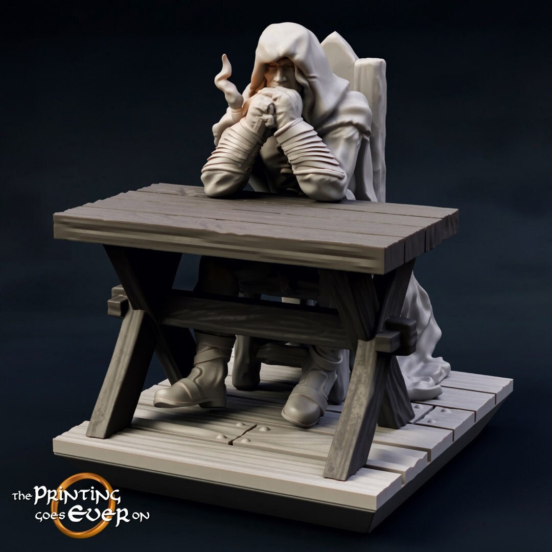 Caped Figure Sitting | DND| TTRPG| Premium Quality ECO Resin | by the ...