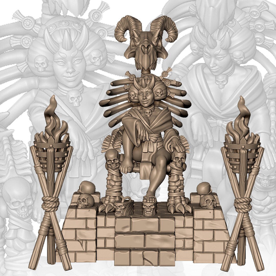 Oni Queen on Throne |TTRPG| Premium Quality ECO Resin | by Menagerie Miniature - Etsy