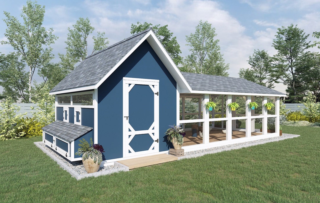 Large Chicken Coop & Run Enclosure Building Plans 15-25 Chickens ...