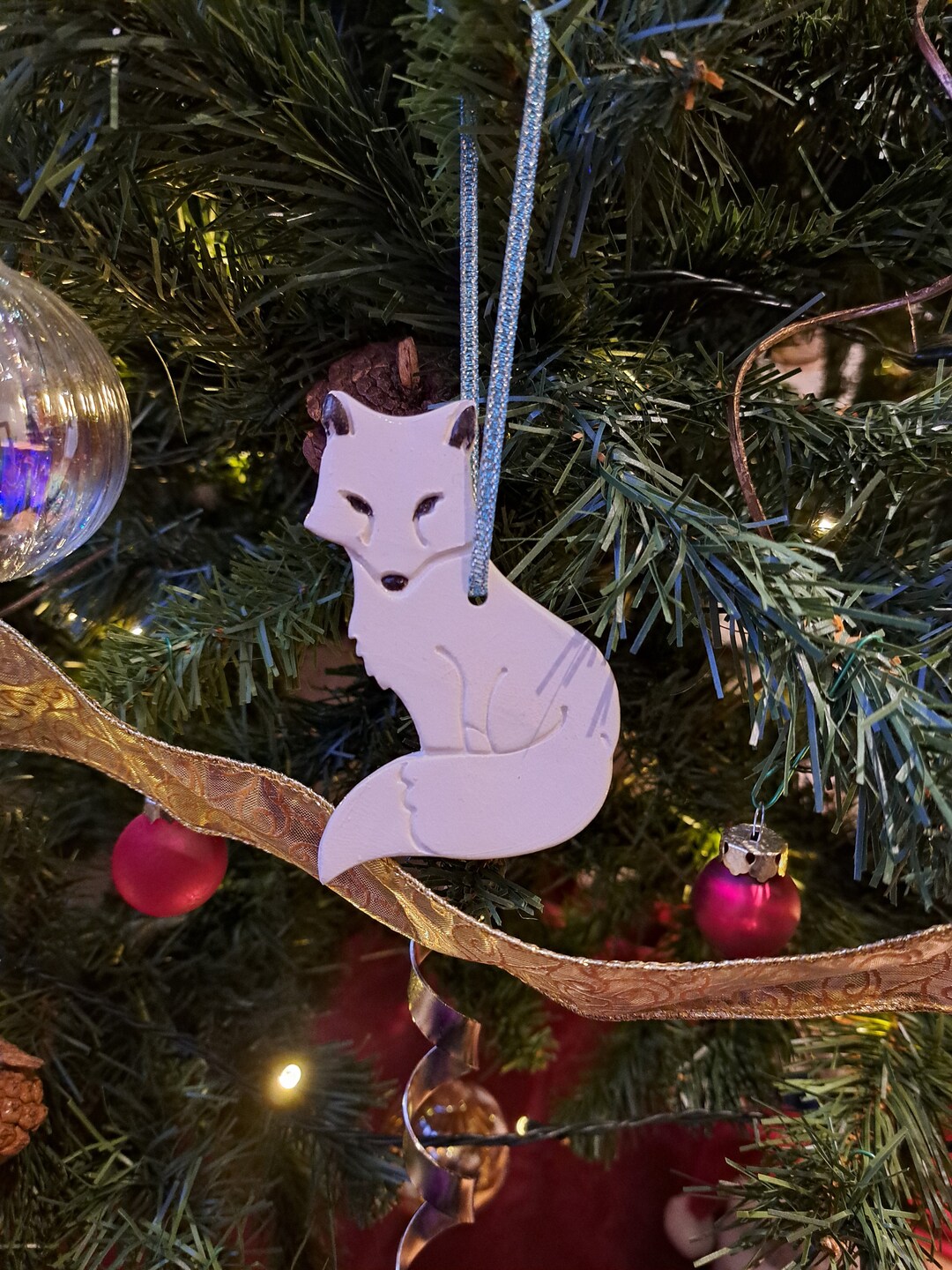 Handmade Ceramic Red and Arctic Fox Tree Decorations - Etsy UK