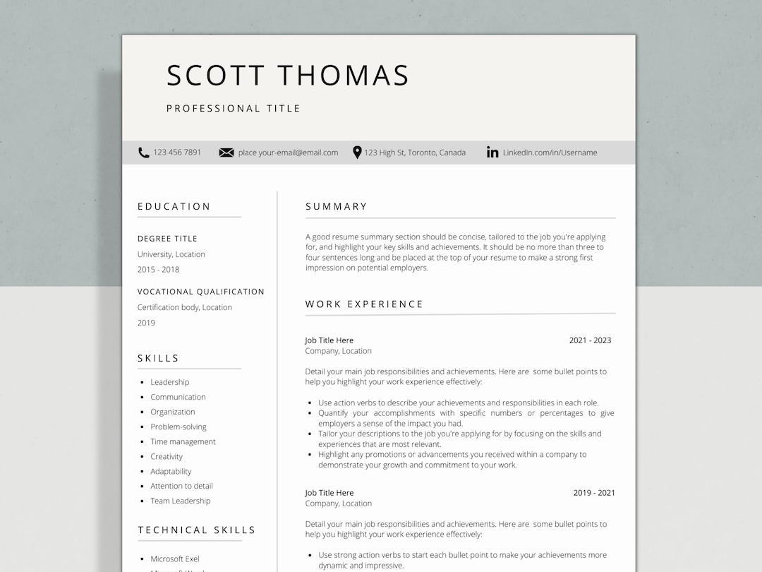 Professional Resume Template Without Photo | CV Template | Resume ...