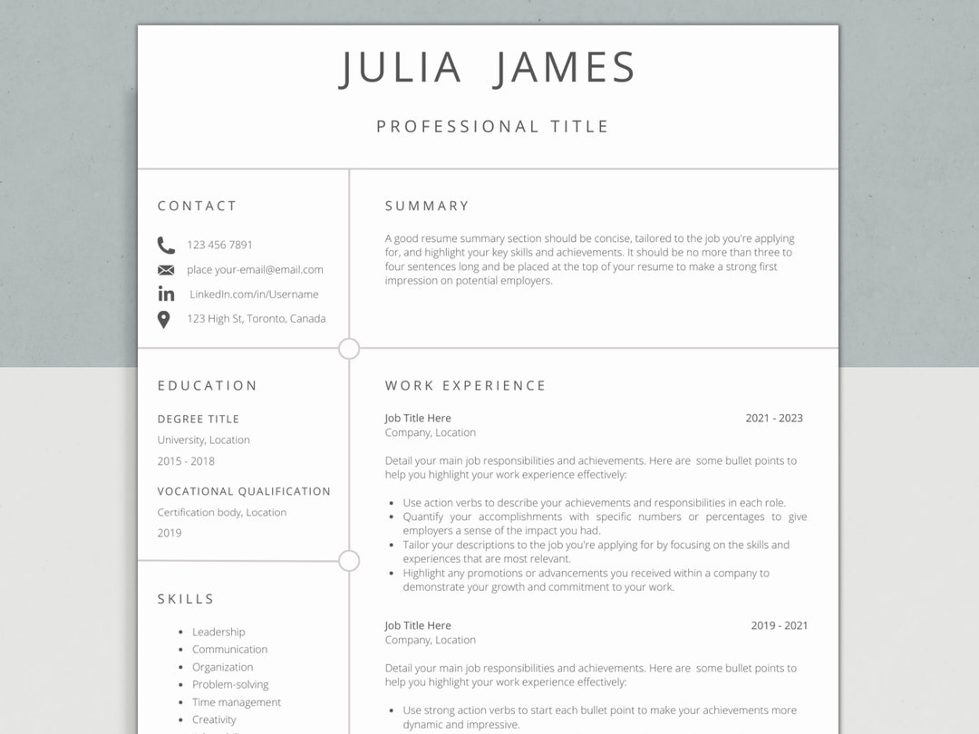Professional Resume Template Without Photo | CV Template | Resume ...