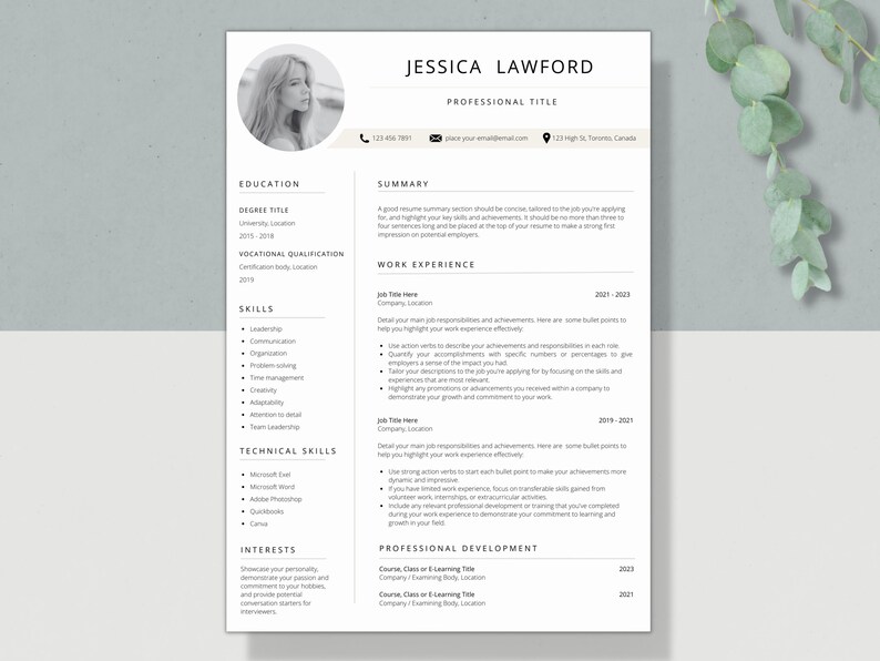 Professional Resume Template With Photo CV Template Resume - Etsy
