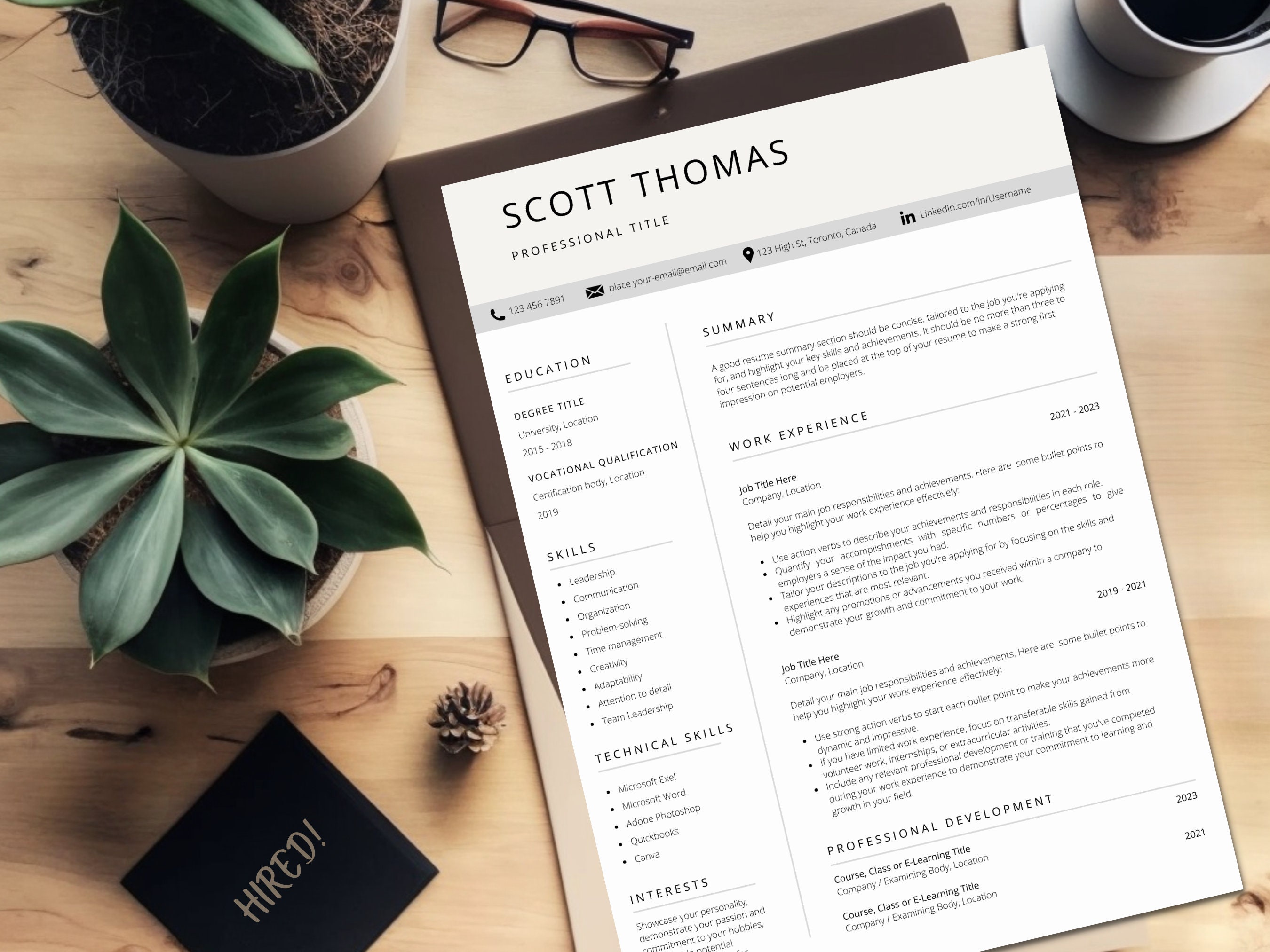 Professional Resume Template Without Photo | CV Template | Resume ...