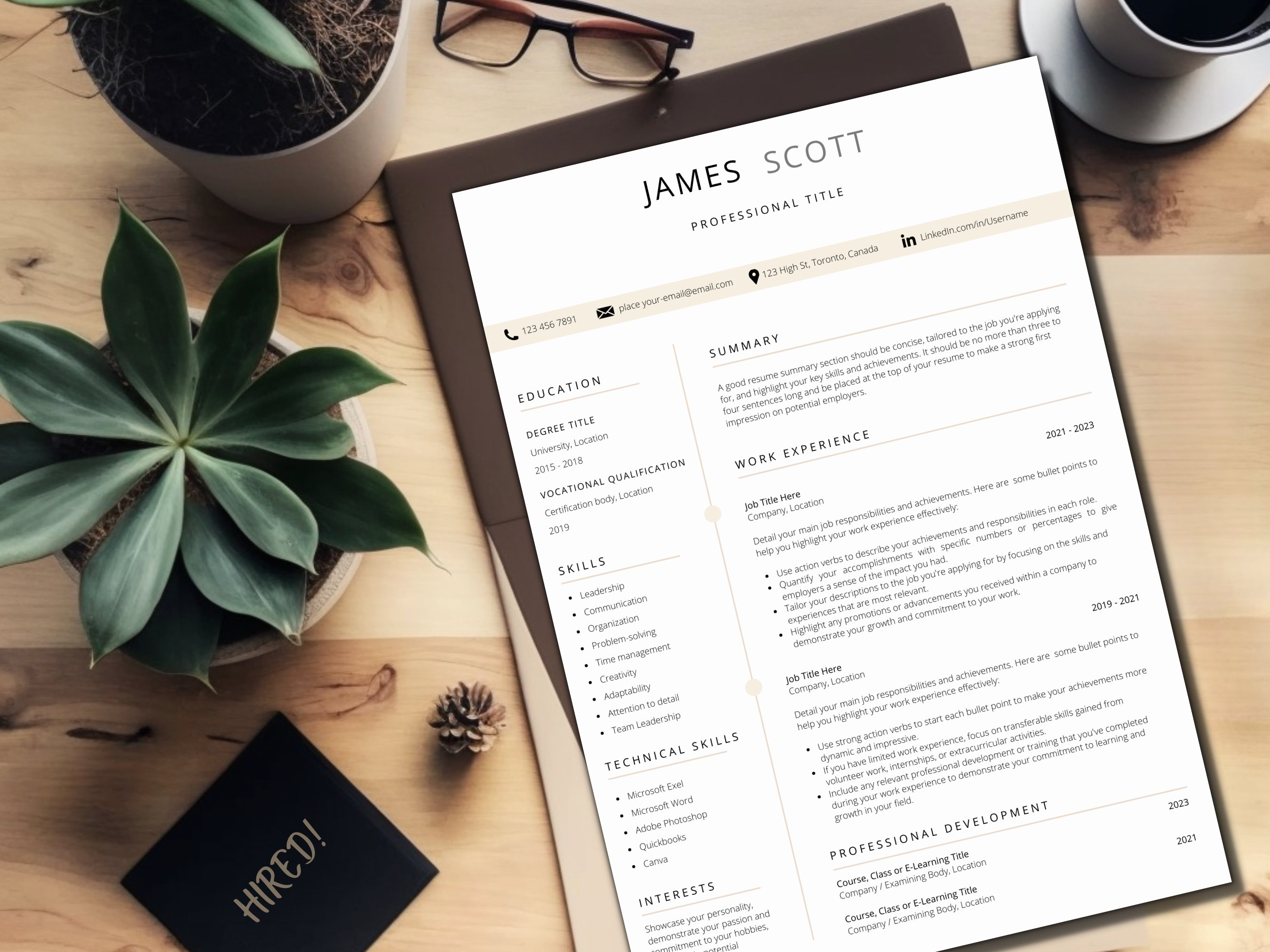 Professional Resume Template Without Photo | CV Template | Resume ...