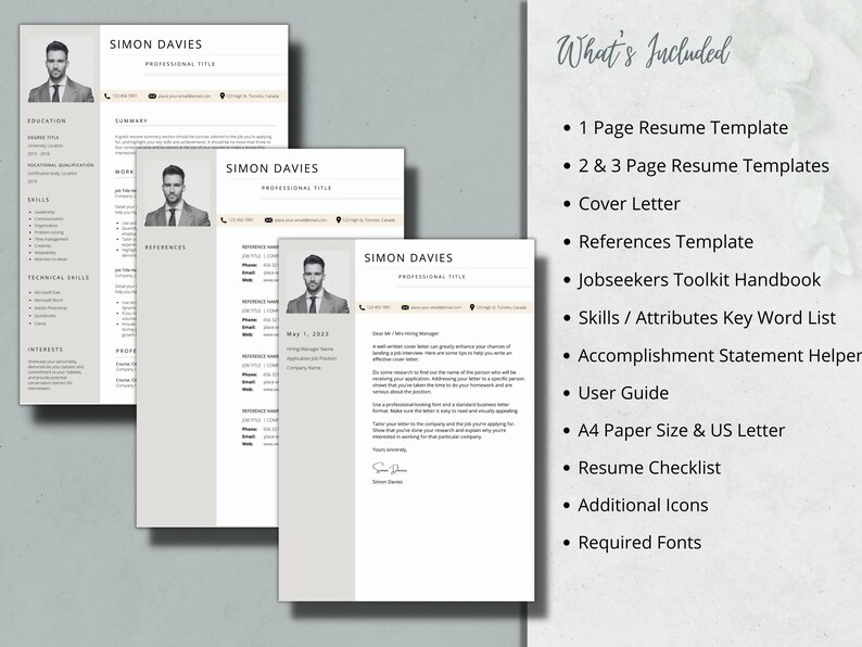 Professional Resume Template Without Photo CV Template - Etsy