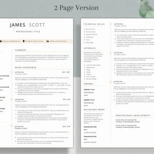 Professional Resume Template Without Photo | CV Template | Resume ...
