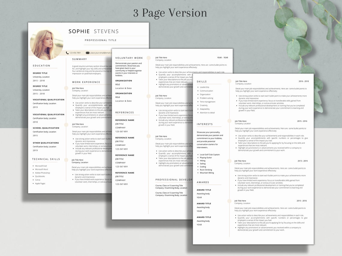 Professional Resume Template With Photo CV Template Resume Template ...