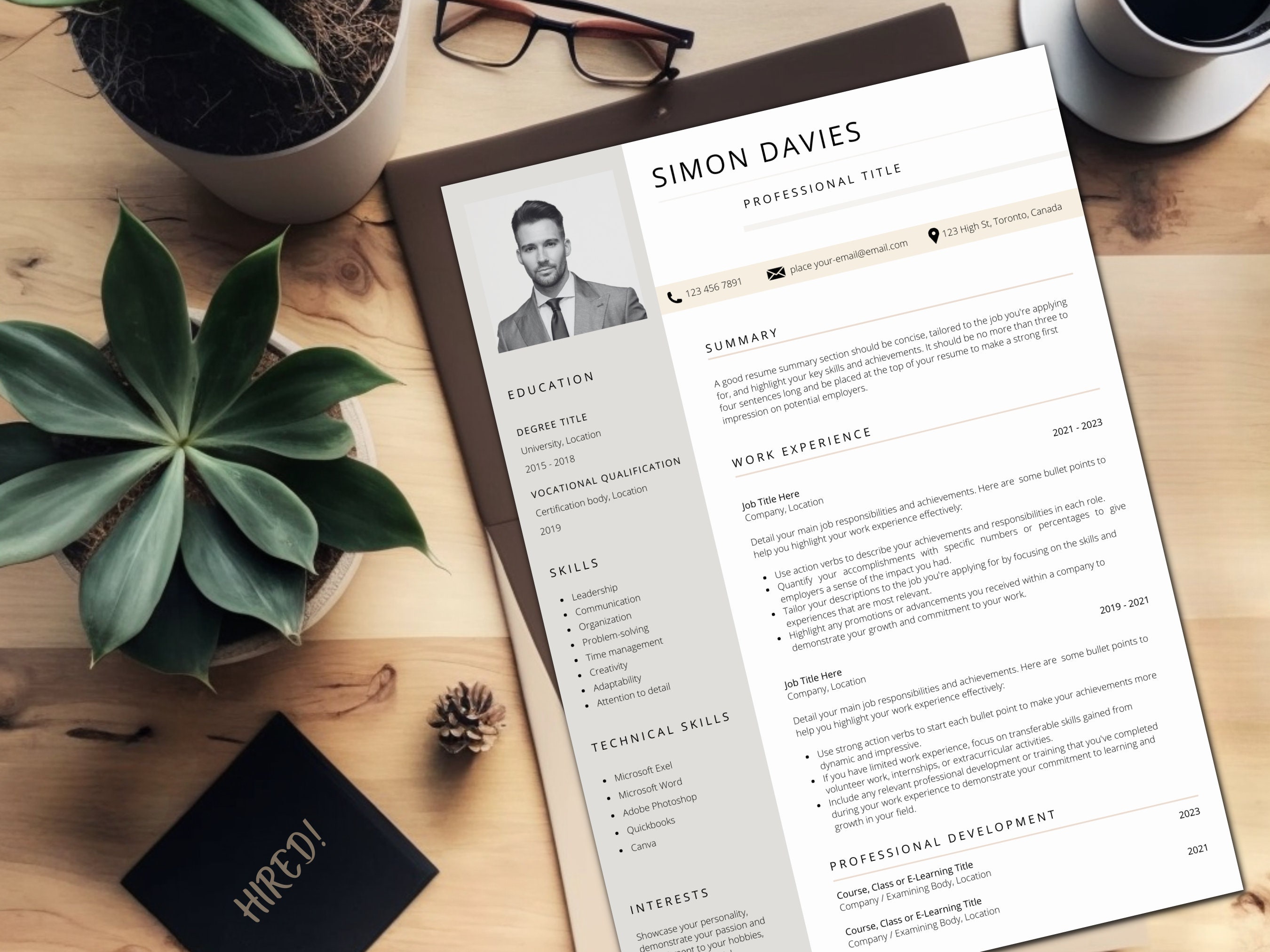 Professional Resume Template Without Photo | CV Template | Resume ...