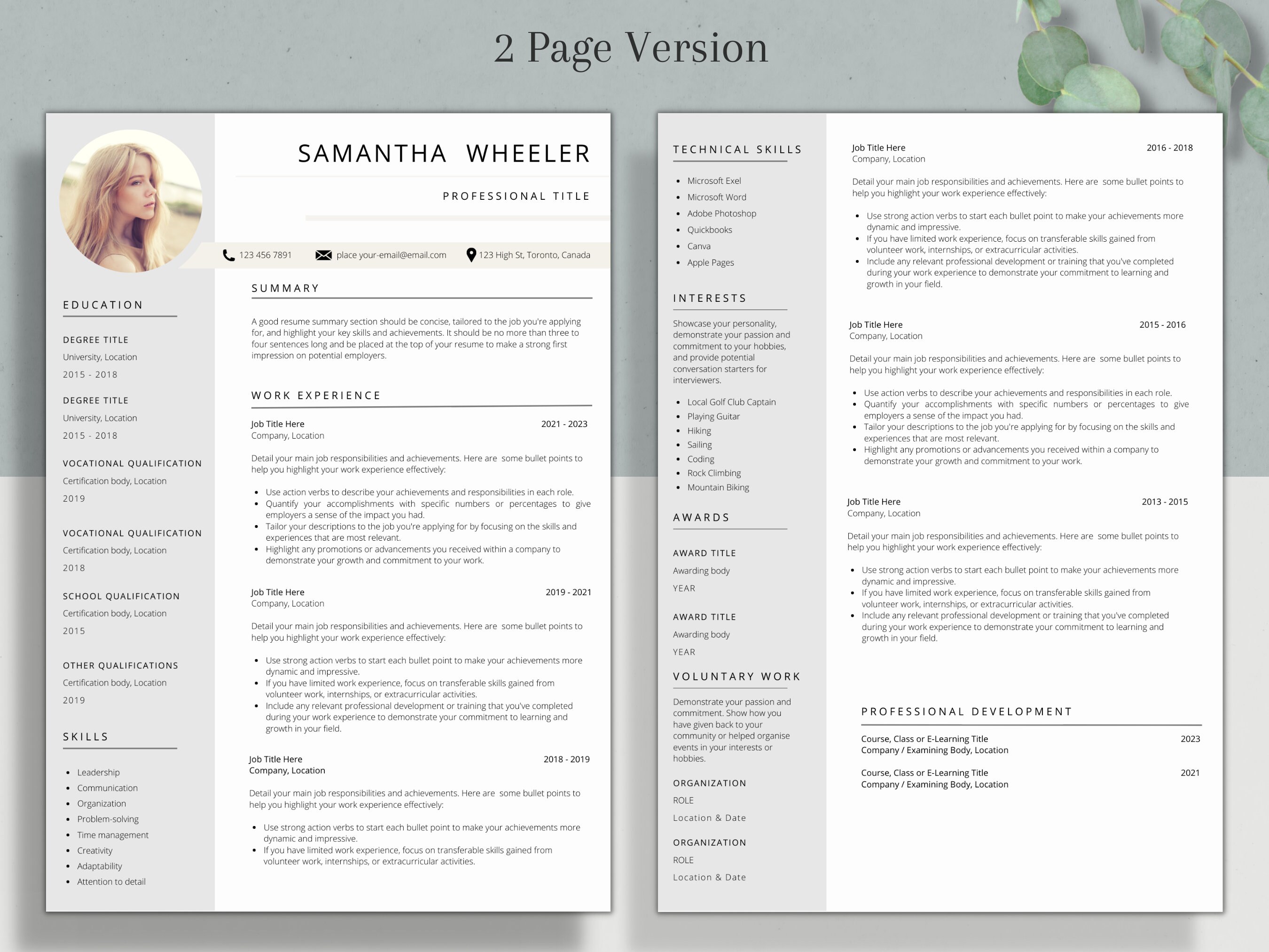Professional Resume Template With Photo CV Template Resume - Etsy