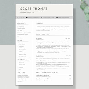 Professional Resume Template Without Photo | CV Template | Resume ...