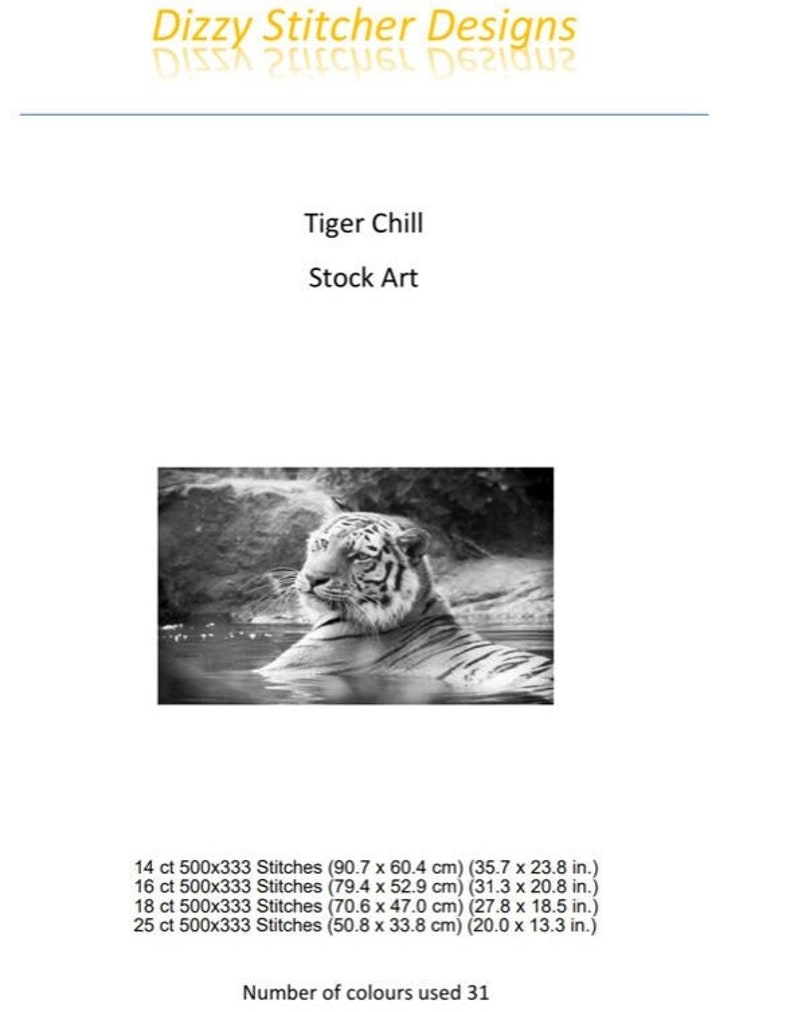 Tiger Chill Cross Stitch Pattern - Etsy
