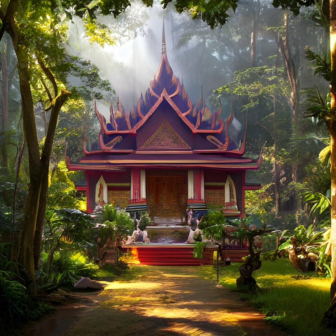 Set of 6 Thai Forest Temples Travel Asia Square Digital Prints - Etsy