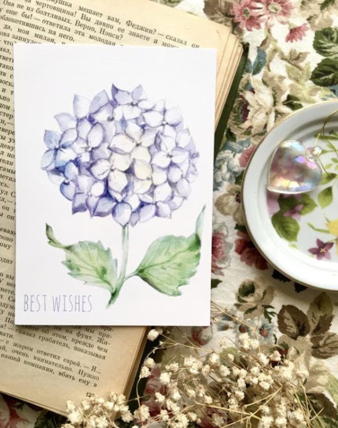 Hydrangea Painted Postcard Watercolor Postcards Handmade - Etsy
