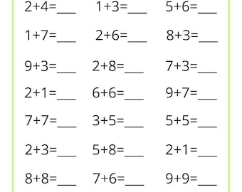 Addition Math Facts Timed Test - Etsy