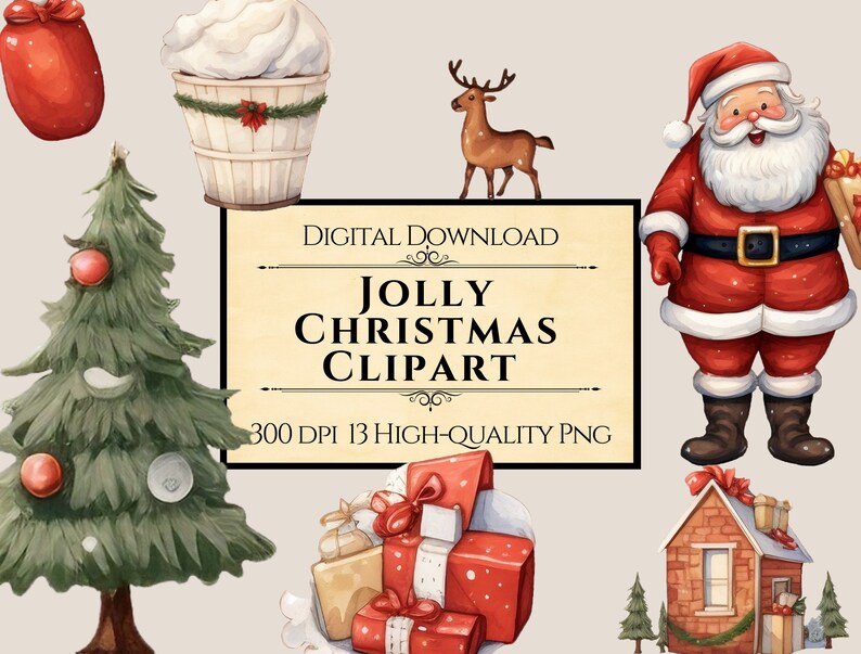 Jolly Christmas Clipart Collection - High-quality Digital Holiday ...