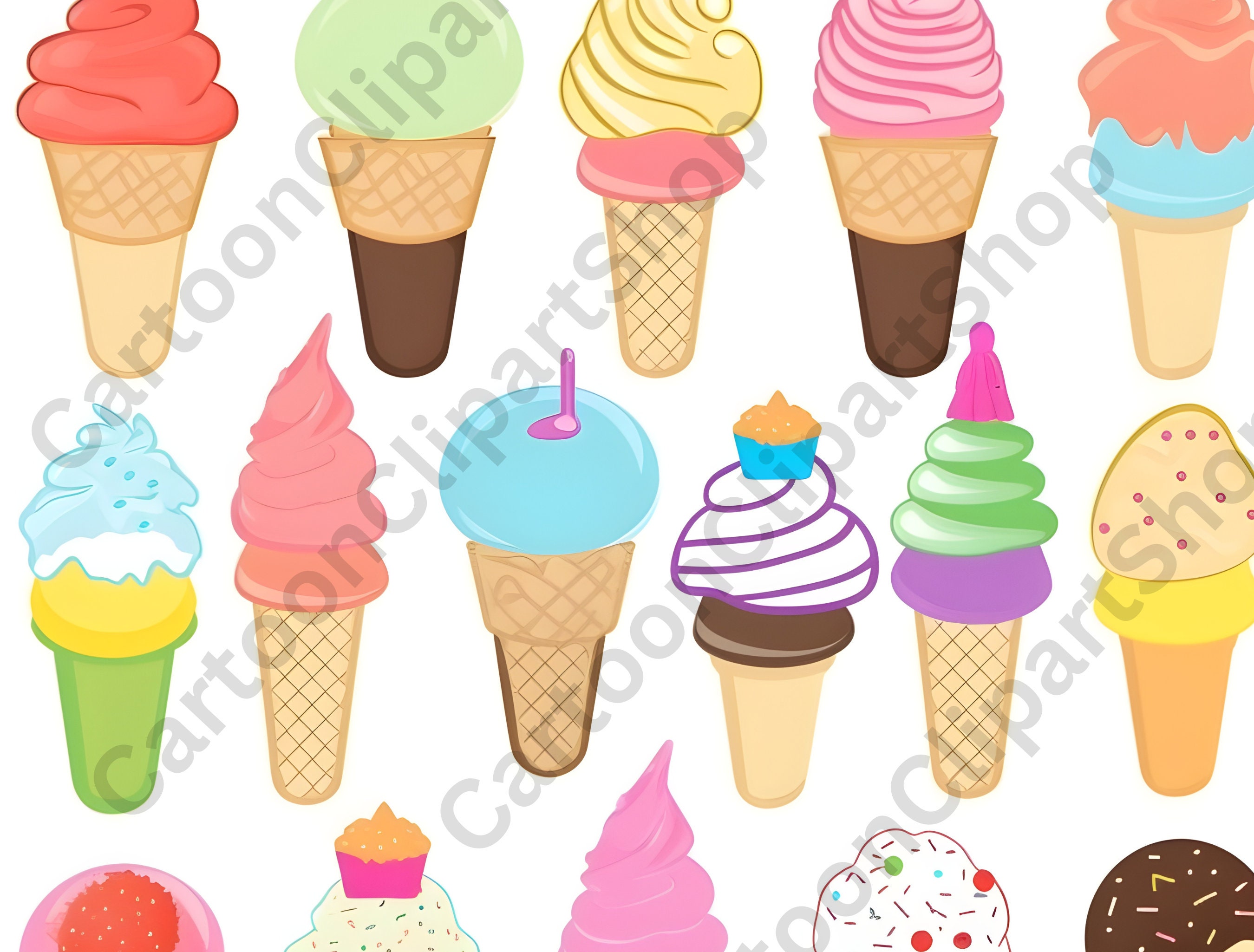 Summer Ice-cream Clipart Collection - PNG Files for DIY Crafts ...
