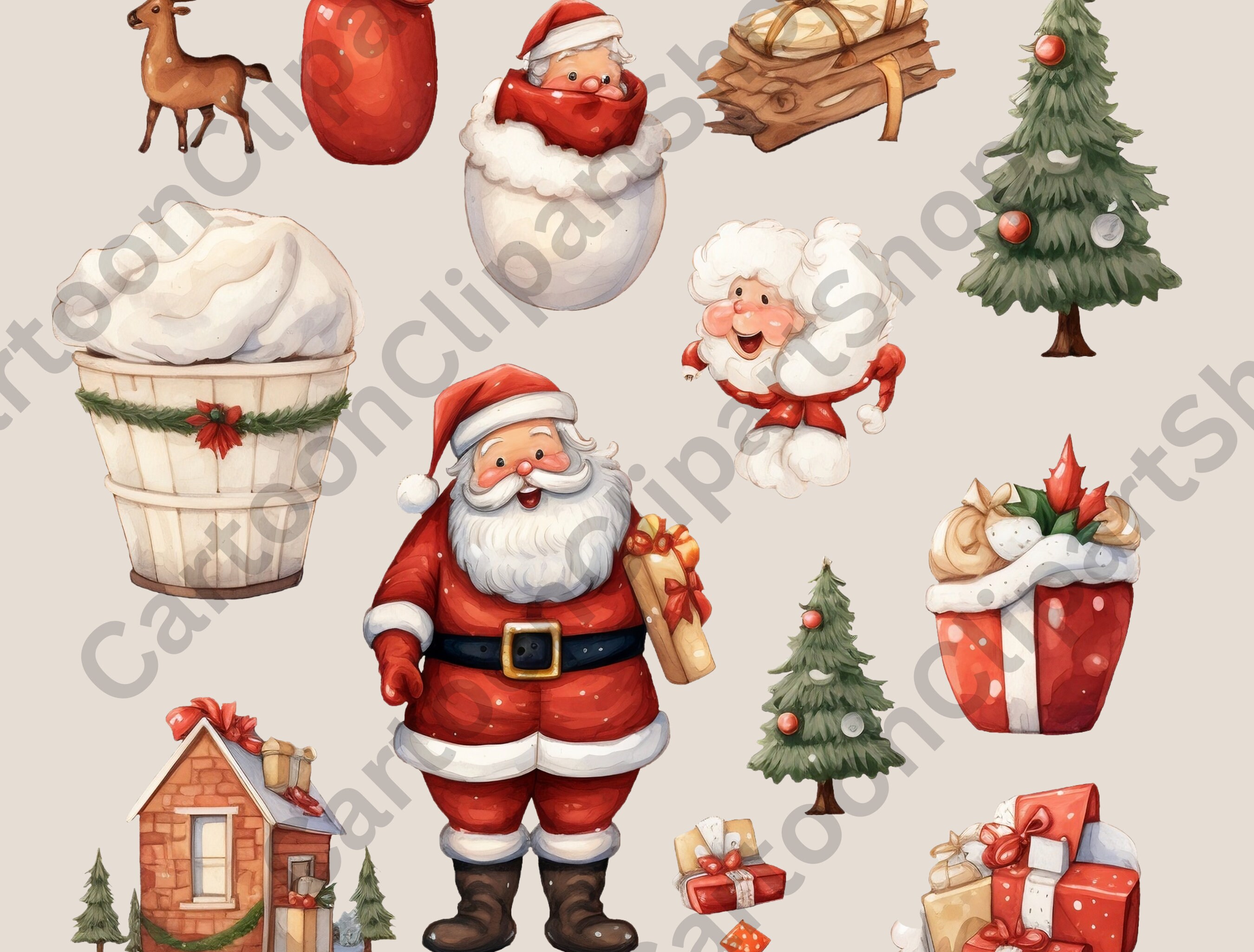 Jolly Christmas Clipart Collection - High-quality Digital Holiday ...
