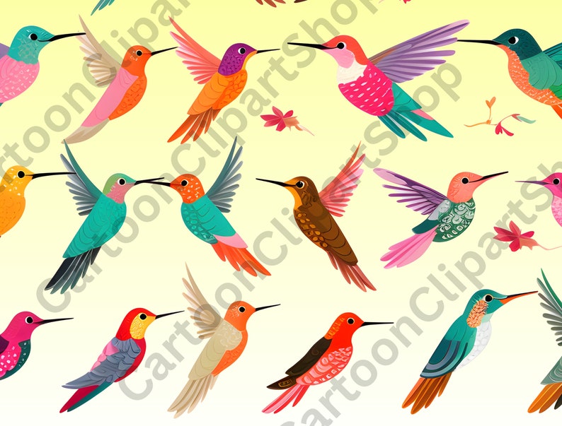 Colorful Hummingbird Clipart Collection - Vibrant Hummingbird PNG ...