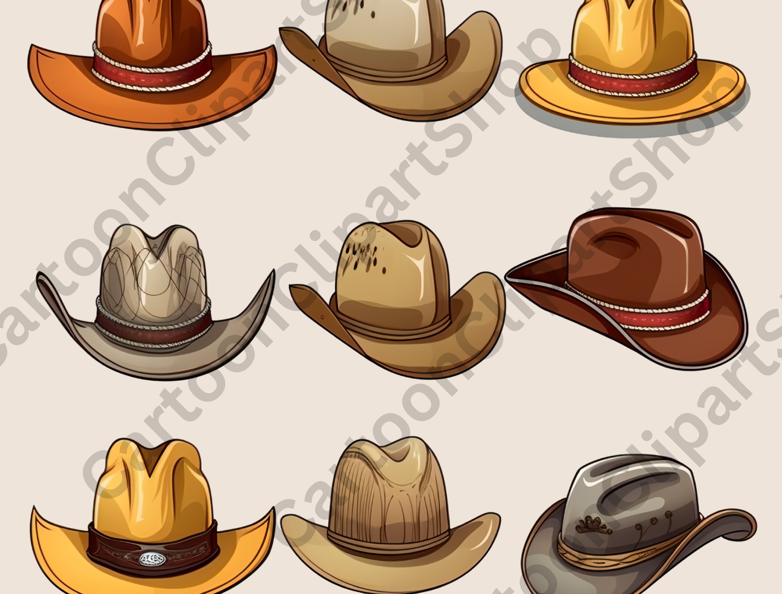 Cowboy Hat Clipart Collection - PNG Files for DIY Crafts, Decoupage ...