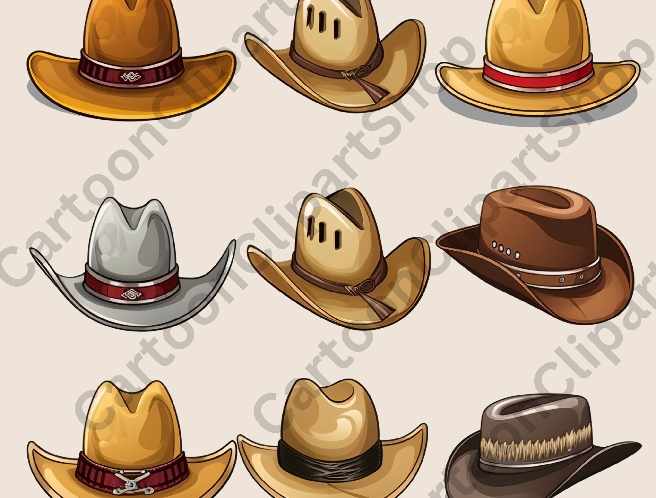 Cowboy Hat Clipart Collection - PNG Files for DIY Crafts, Decoupage ...