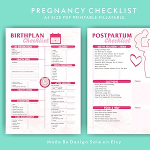 Pregnancy Checklists Bundle Printable Pregnancy to Do List PDF A4 ...