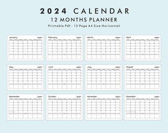 2024 12 Months Planner, 2024 Calendar, 2024 Monthly Planner, 12 Months ...