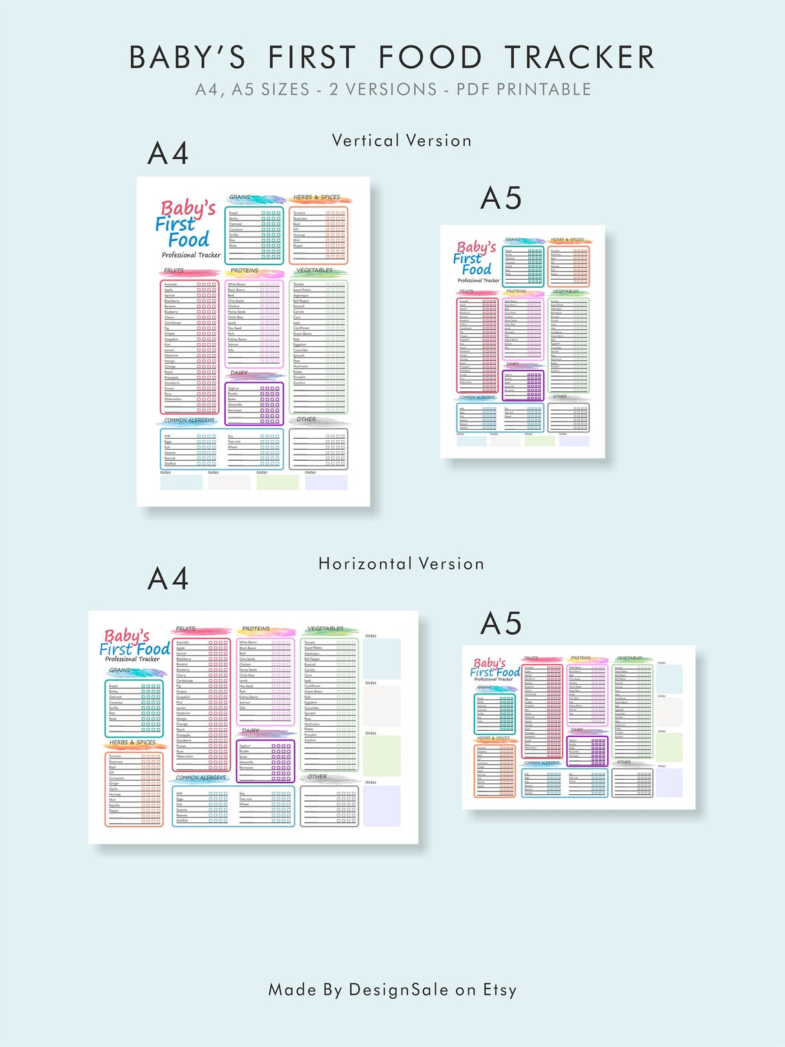 Baby First Food, Baby Food Diary, Baby Food Tracker Printable, Baby ...