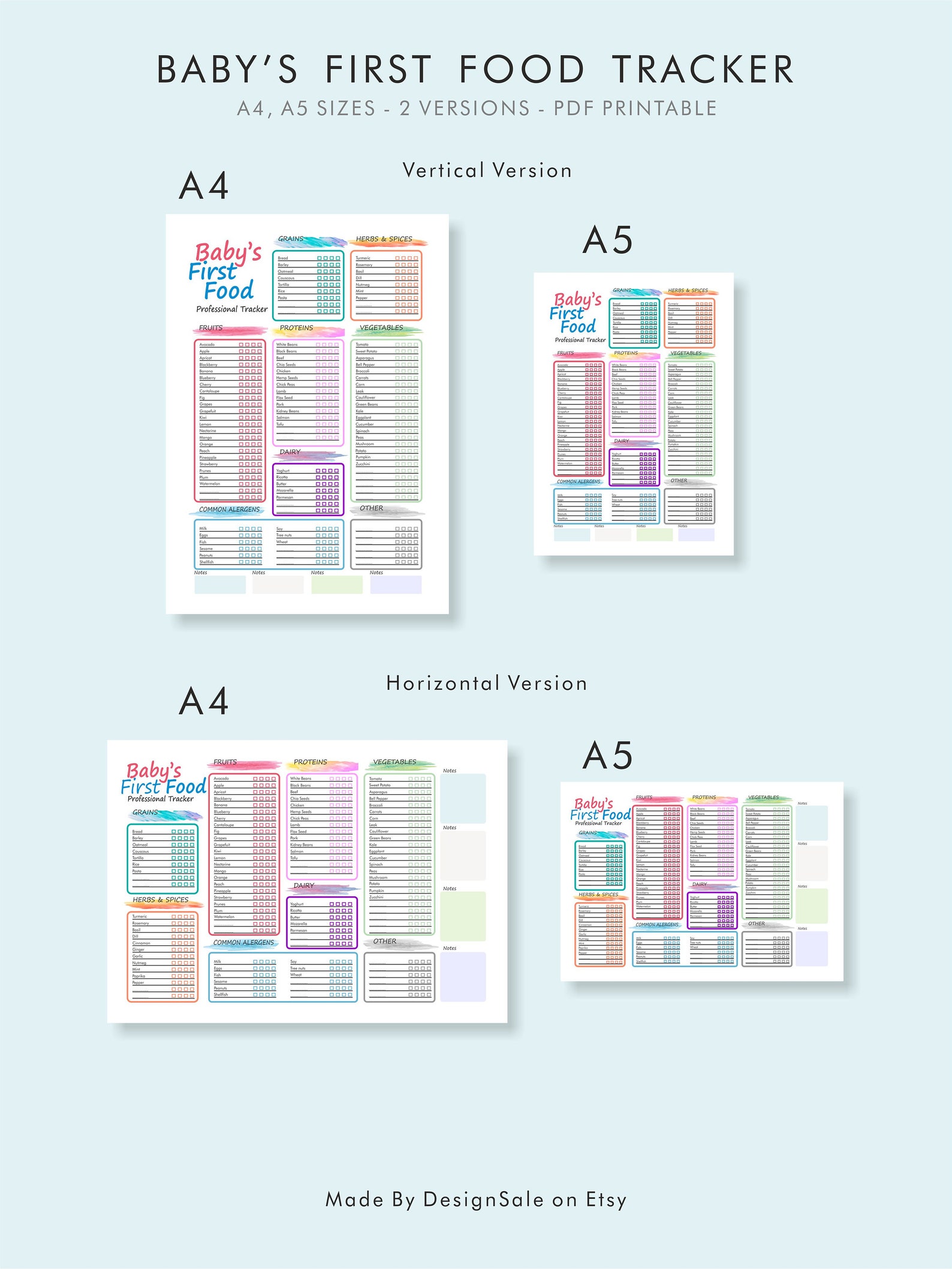 Baby First Food, Baby Food Diary, Baby Food Tracker Printable, Baby ...