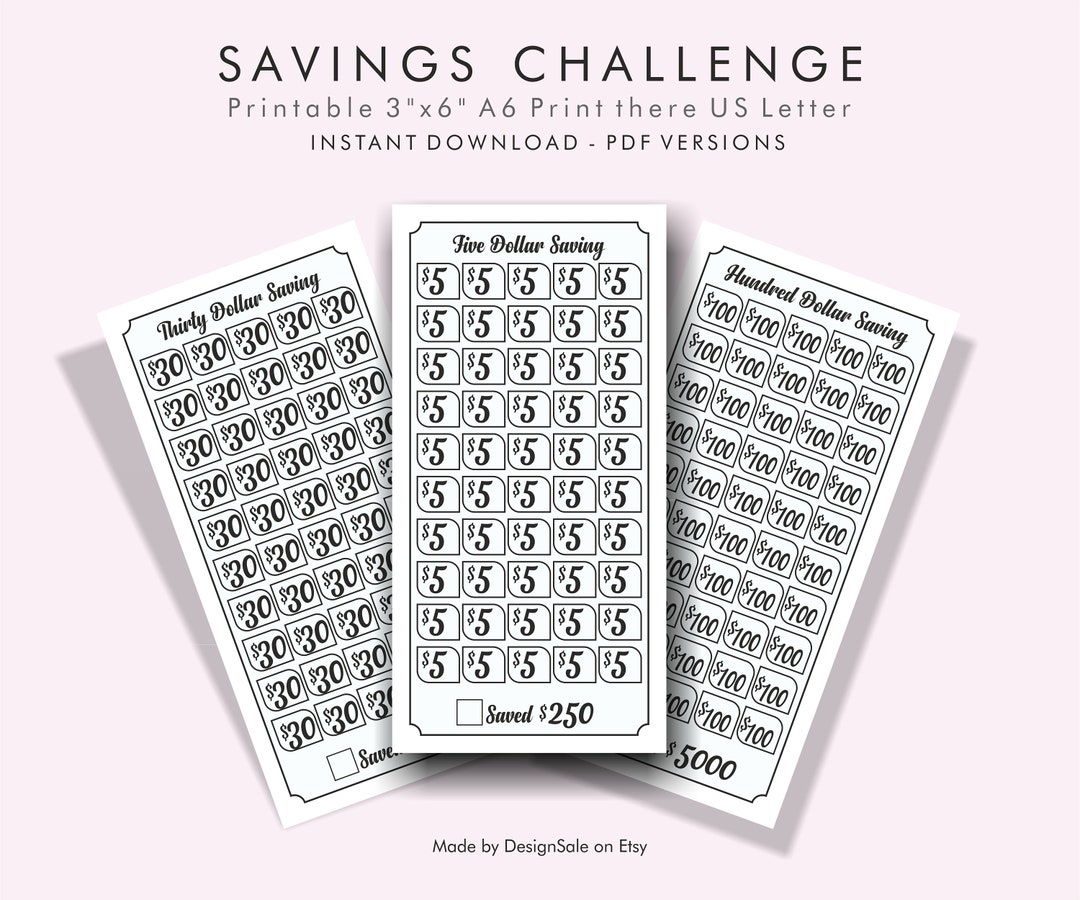 Saving Challenge Tracker Printable Tracker Bundle A6 Tracker Cash ...
