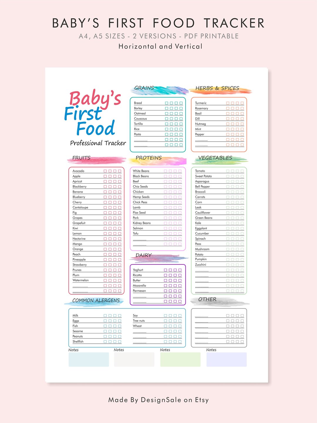Baby First Food, Baby Food Diary, Baby Food Tracker Printable, Baby ...