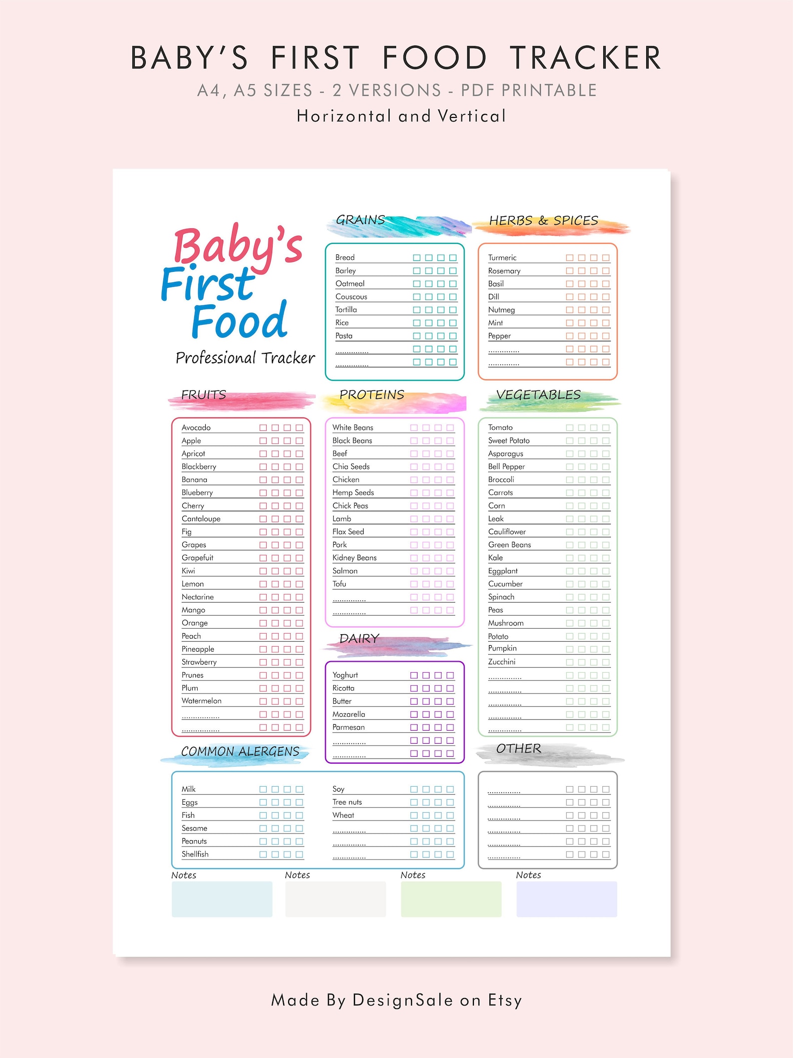 Baby First Food, Baby Food Diary, Baby Food Tracker Printable, Baby ...