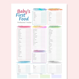 Baby First Food, Baby Food Diary, Baby Food Tracker Printable, Baby ...