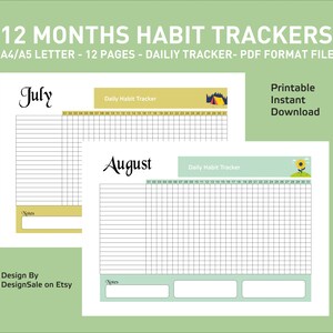 Habit Tracker Printable PDF, Floral 12 Month Habit Tracker, Botanical ...