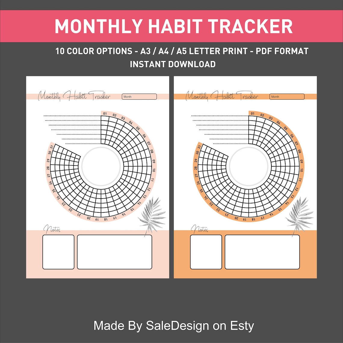 Circle Habit Tracker 10 Colors Printable A3, A4, A5. Routine Track ...