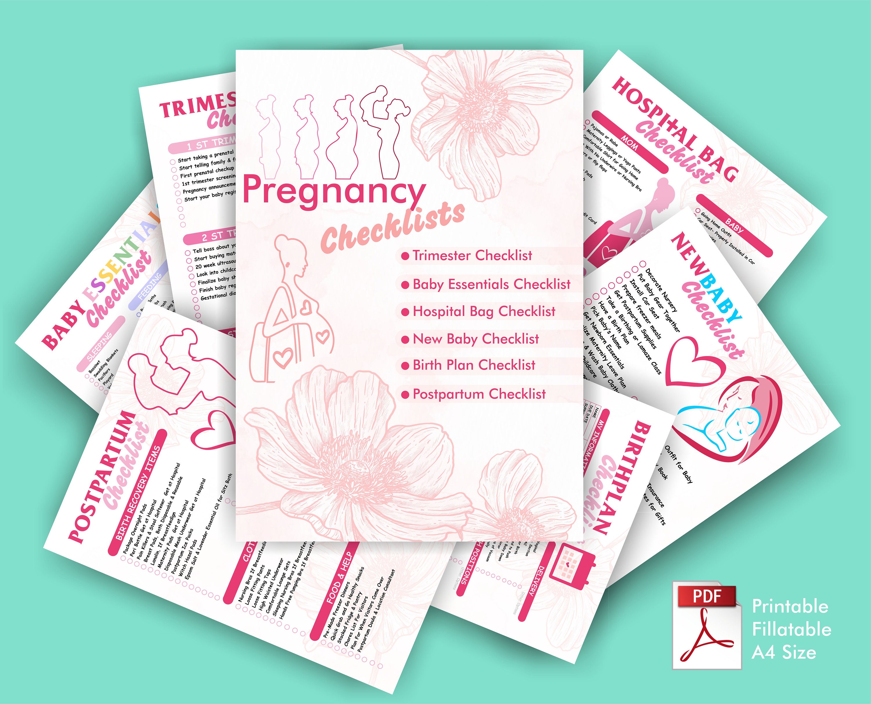 Pregnancy Checklists Bundle Printable Pregnancy to Do List PDF A4 ...
