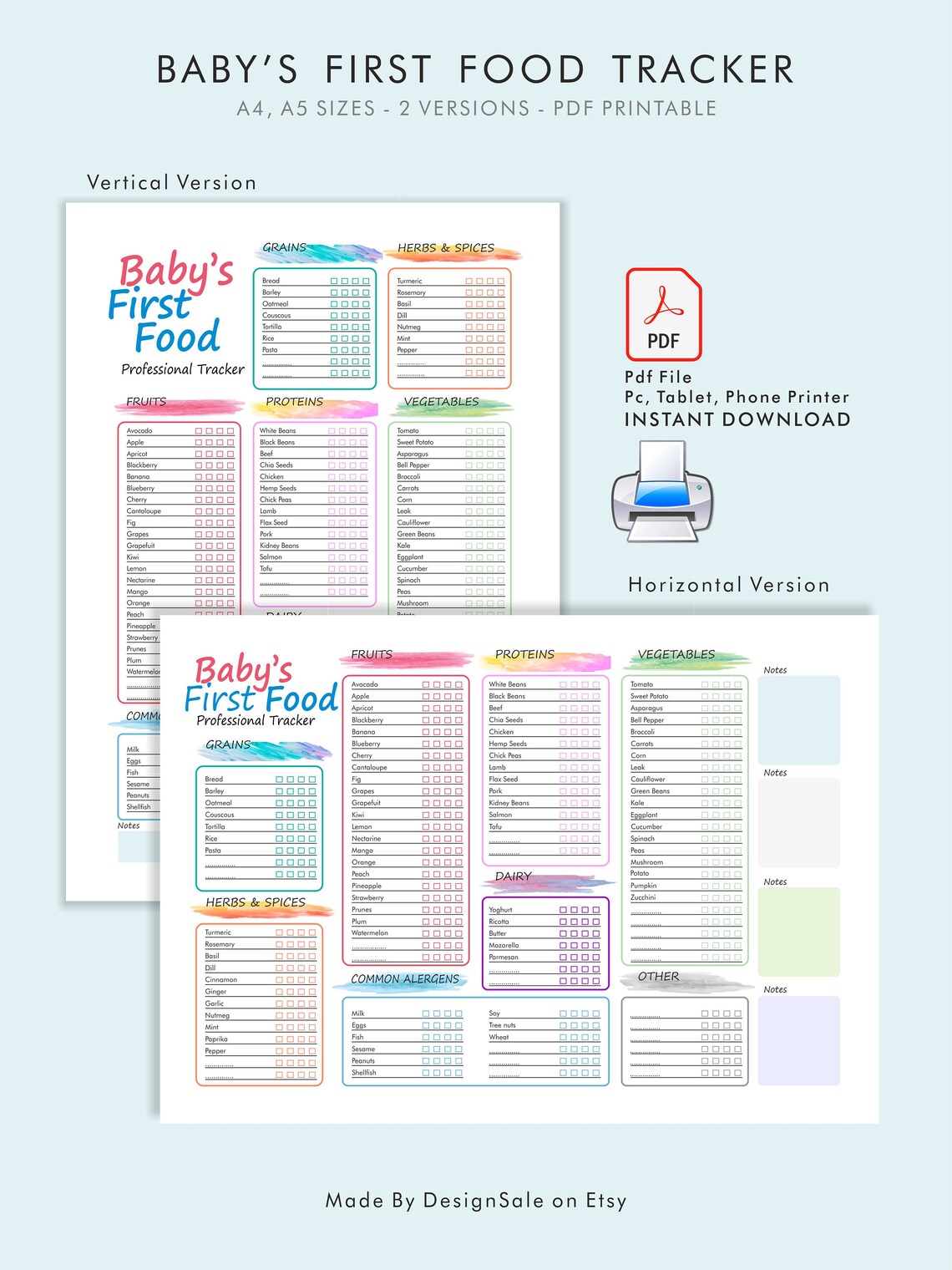 Baby First Food, Baby Food Diary, Baby Food Tracker Printable, Baby ...