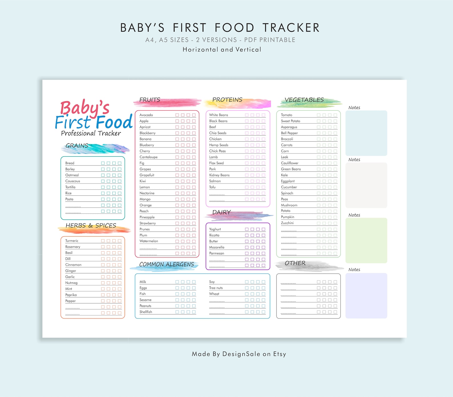 Baby First Food, Baby Food Diary, Baby Food Tracker Printable, Baby ...