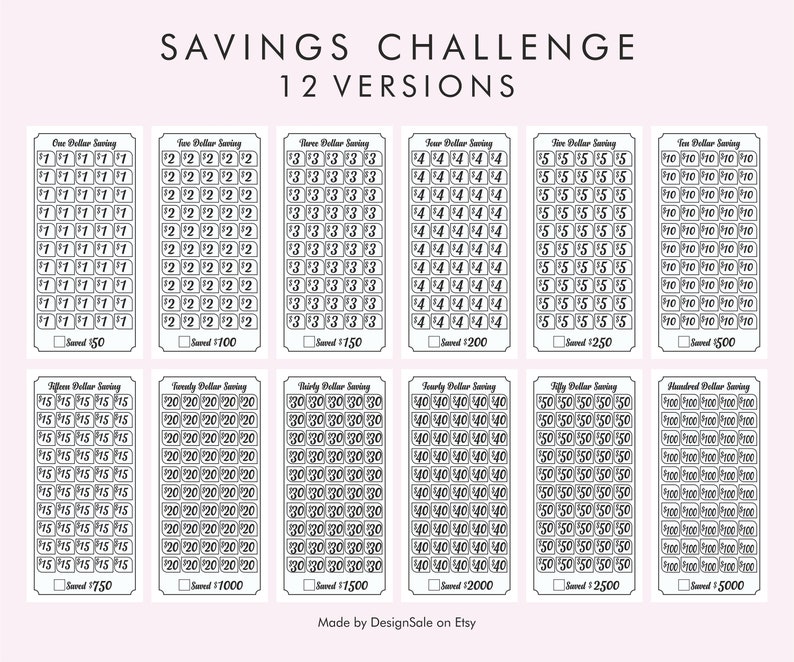 Saving Challenge Tracker Printable Tracker Bundle A6 Tracker - Etsy